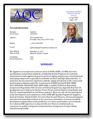 Resume - Appleton Quality Concepts